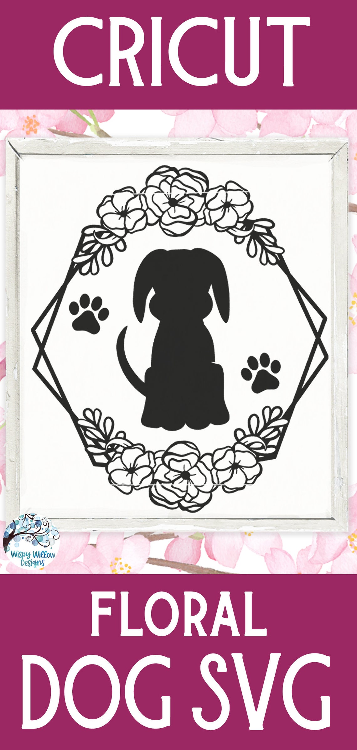 Dog With Flowers SVG Dog Silhouette With Flowers Floral Dog - Etsy