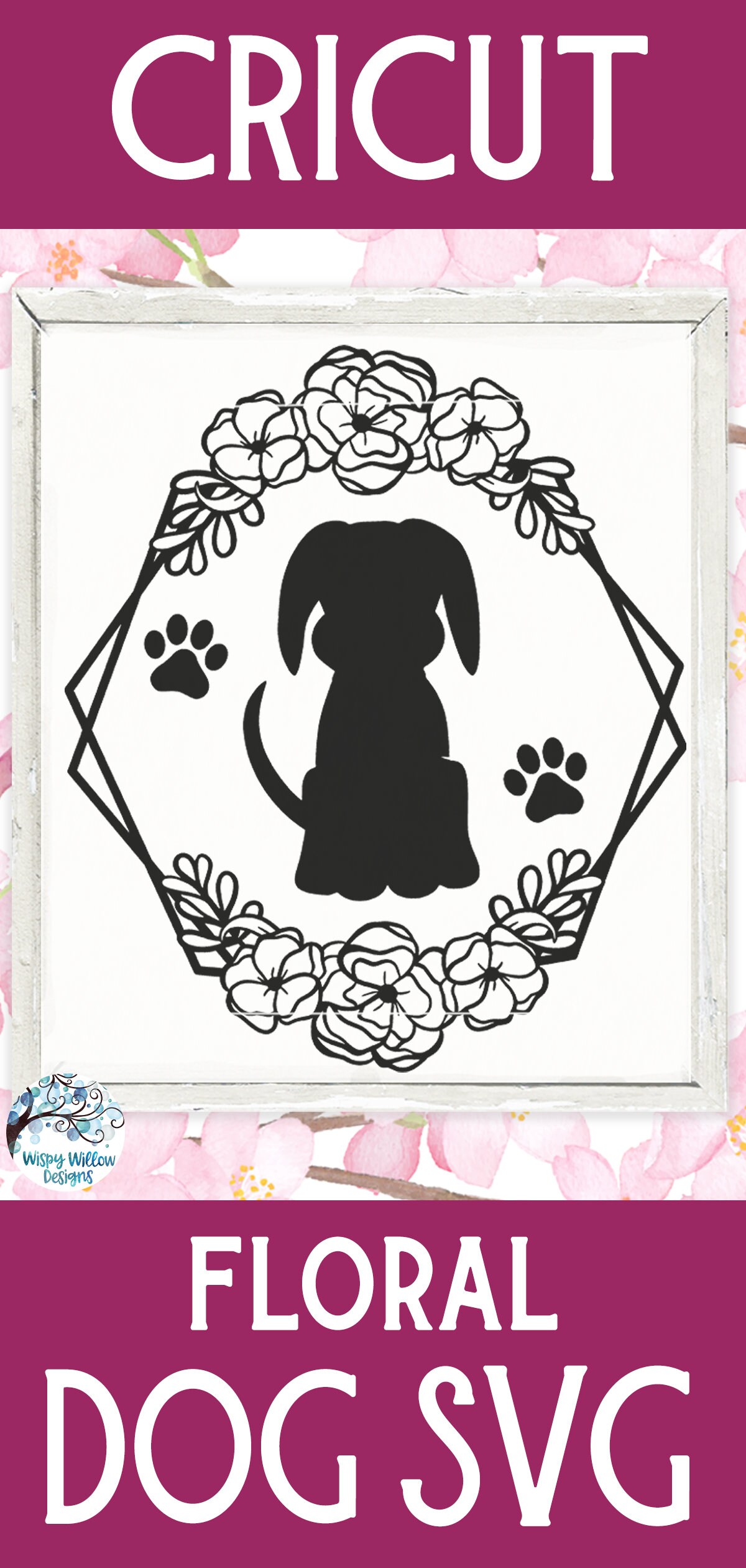 Dog With Flowers SVG Dog Silhouette With Flowers Floral Dog - Etsy