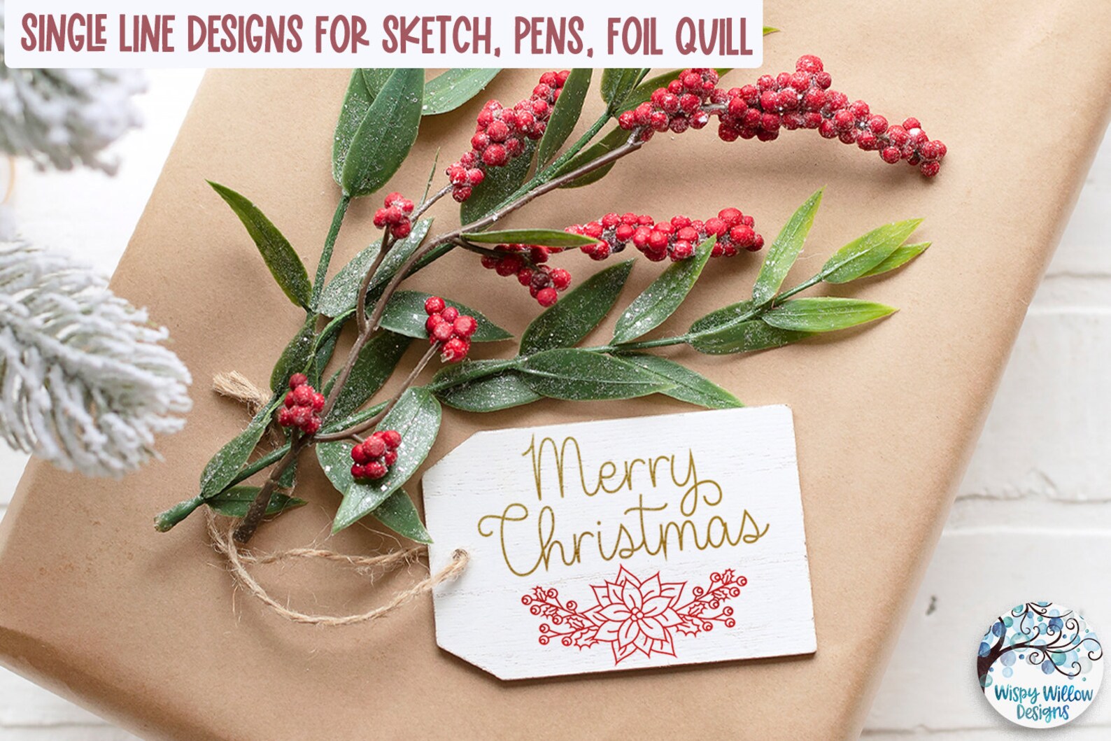 Single Line Design Christmas SVG Bundle, Foil Quill, Sketch Pens, Draw ...