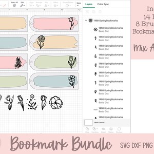 Spring Bookmark SVG Bundle for Cricut, Personalized Floral Bookmark ...