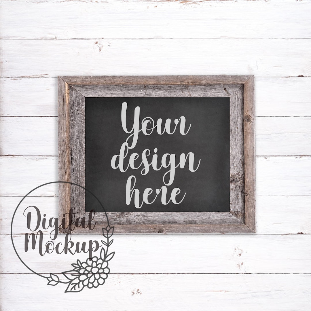 8x10 Horizontal Chalkboard Wood Frame Mock Up, Farmhouse, PSD, JPG ...