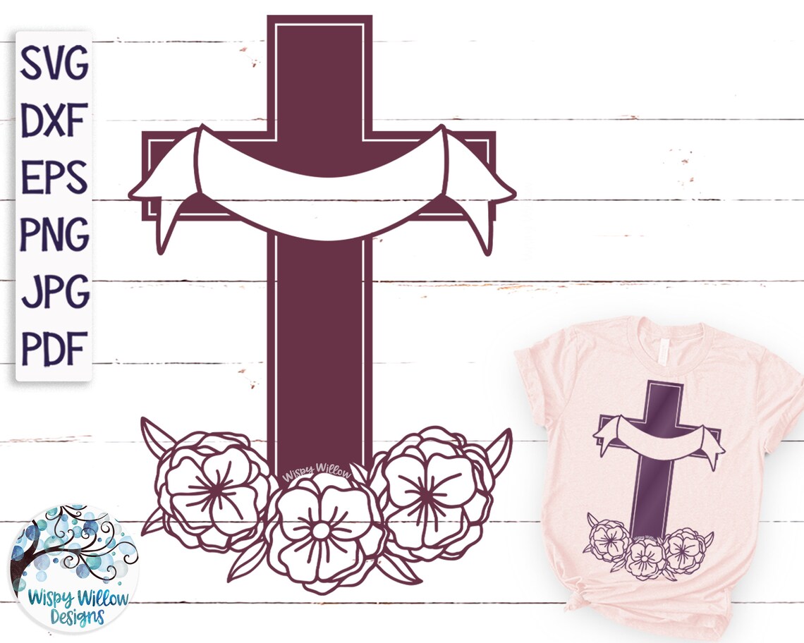 Floral Cross SVG Cut File Cross with Flowers SVG Cross with | Etsy