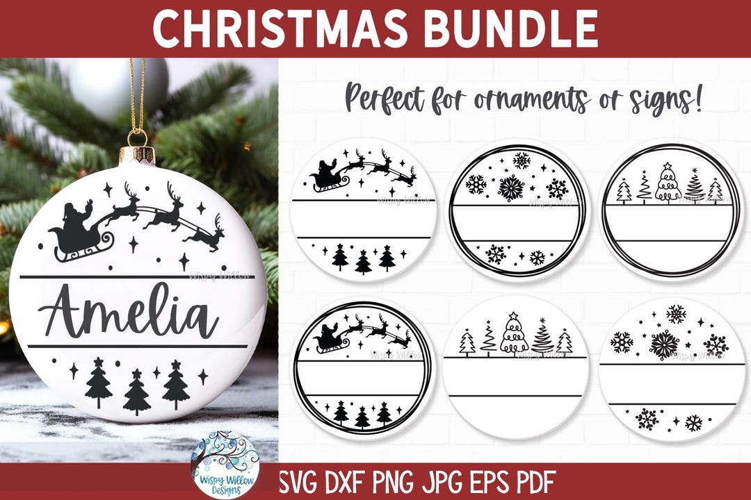 Personalized Christmas Ornament SVG Bundle for Cricut, Custom Name ...