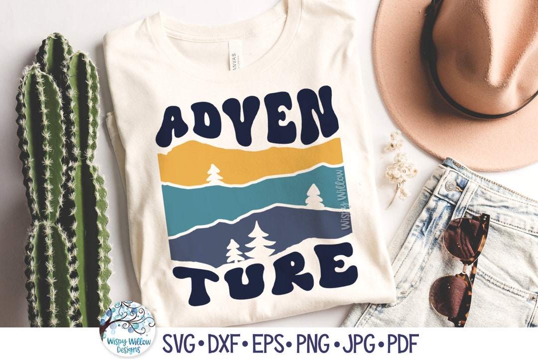 Adventure SVG for Cricut, Mountain Landscape With Trees PNG, Camping ...