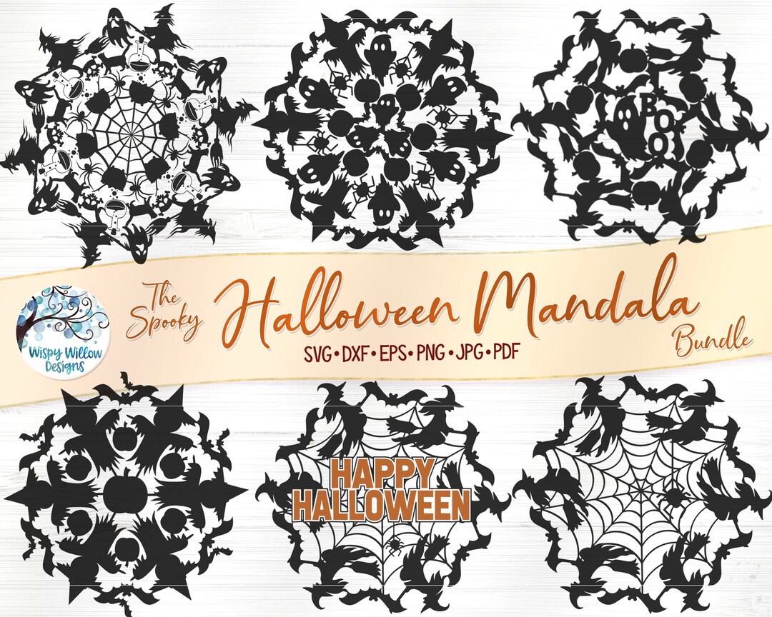 Spooky Halloween Mandala SVG Bundle, Halloween Mandala, Witch Mandala ...