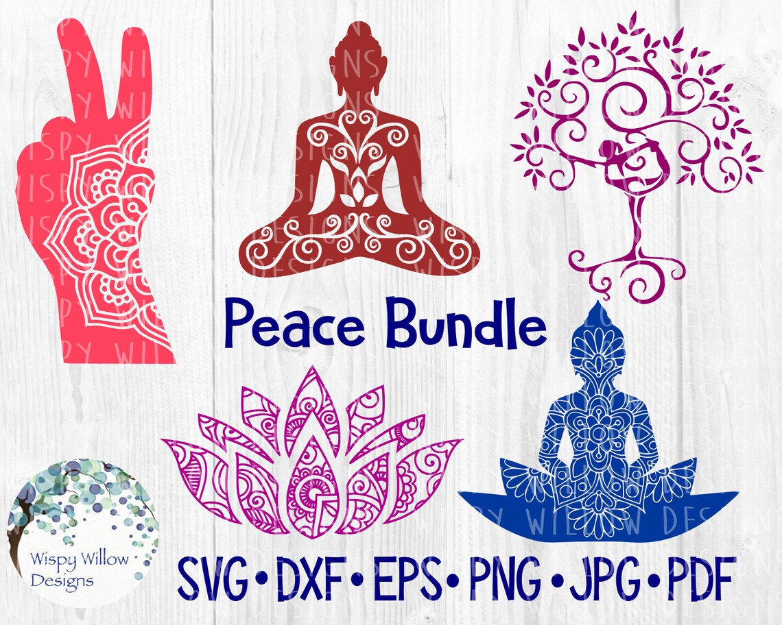 Peace Bundle, SVG, DXF, EPS, Jpg, Png, Pdf, Digital File, Yoga, Peace ...