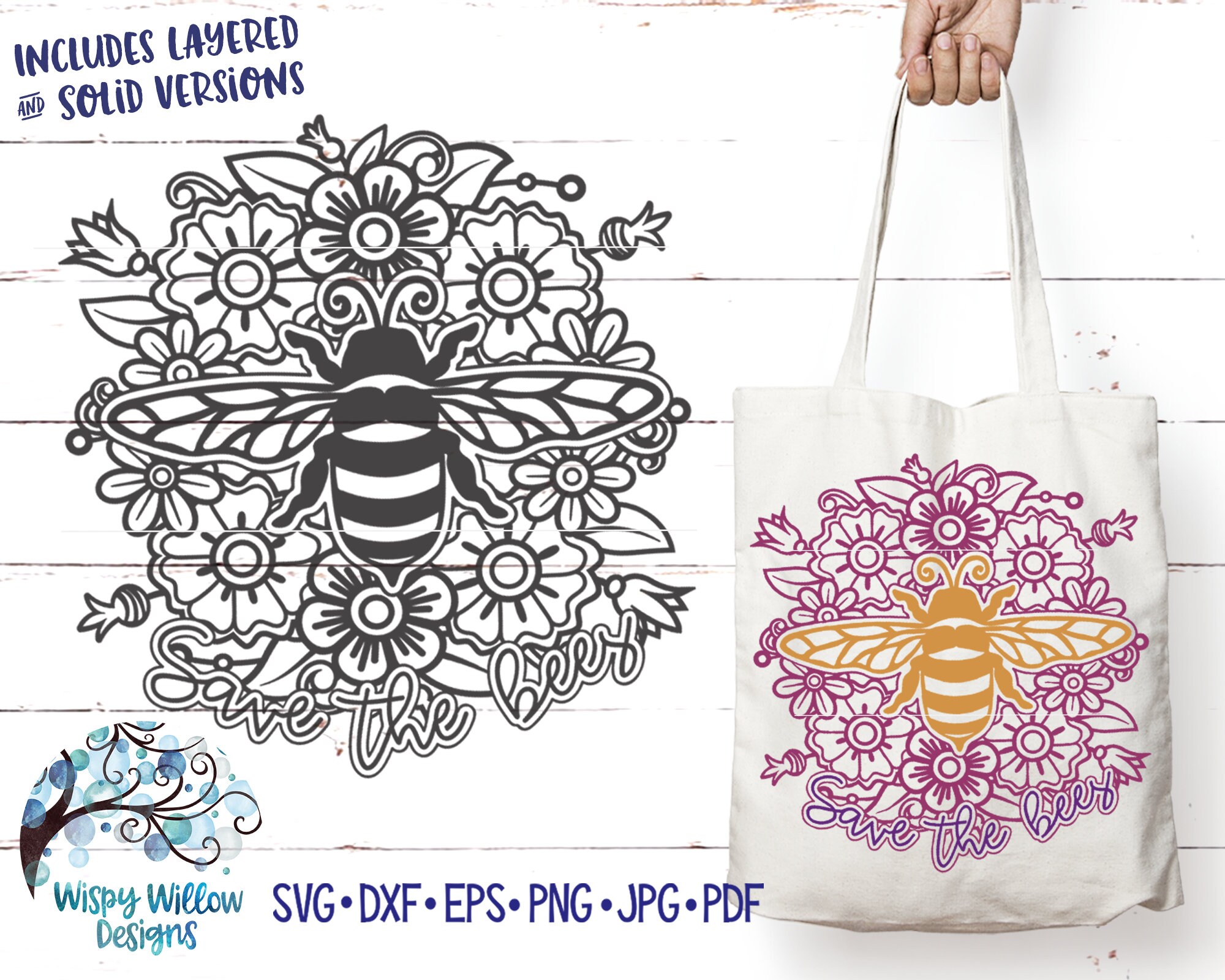 Save The Bees Mandala SVG Bee Mandala Flower Mandala Bee | Etsy