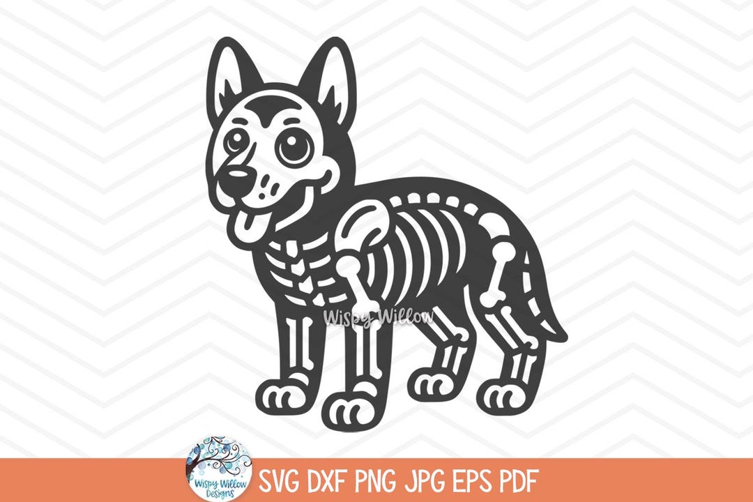 German Shepherd Dog Skeleton SVG for Cricut, Pet Animal Skeleton Bones ...