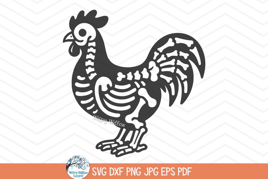 Rooster Skeleton SVG for Cricut, Chicken Skeleton Bones Clipart JPG ...