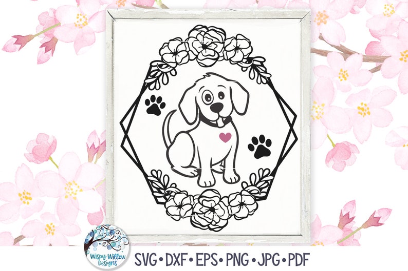 Dog With Flowers SVG, Floral Dog Svg, Cute Puppy Dog With Flowers, Dog ...