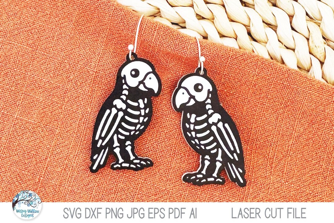 Parrot Skeleton Earring SVG File for Laser Cutter, Spooky Halloween ...