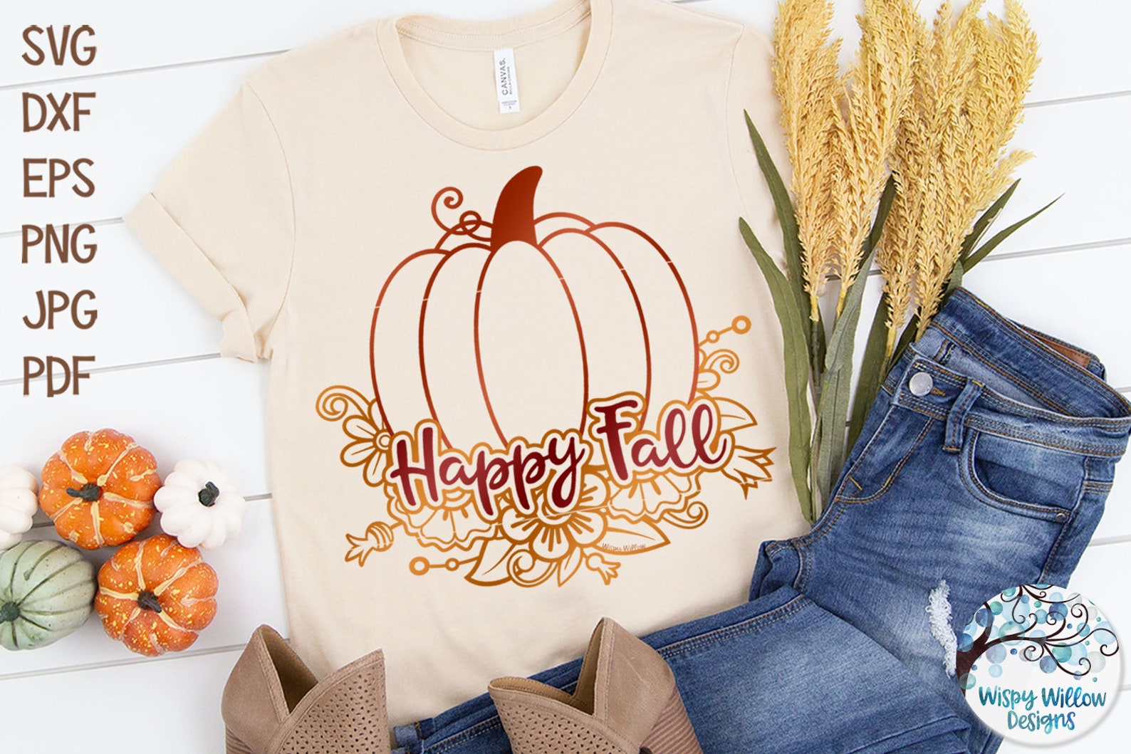 Happy Fall Floral Pumpkin SVG Fall Svg Happy Fall Svg Fall | Etsy