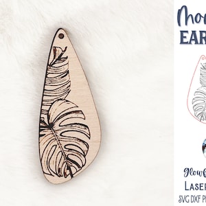 Monstera Earring SVG File for Glowforge or Laser Cutter, Summer Earring ...