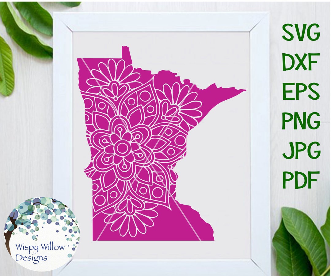 Minnesota Floral Mandala SVG, DXF Pdf Png Digital Download File, MN Svg ...