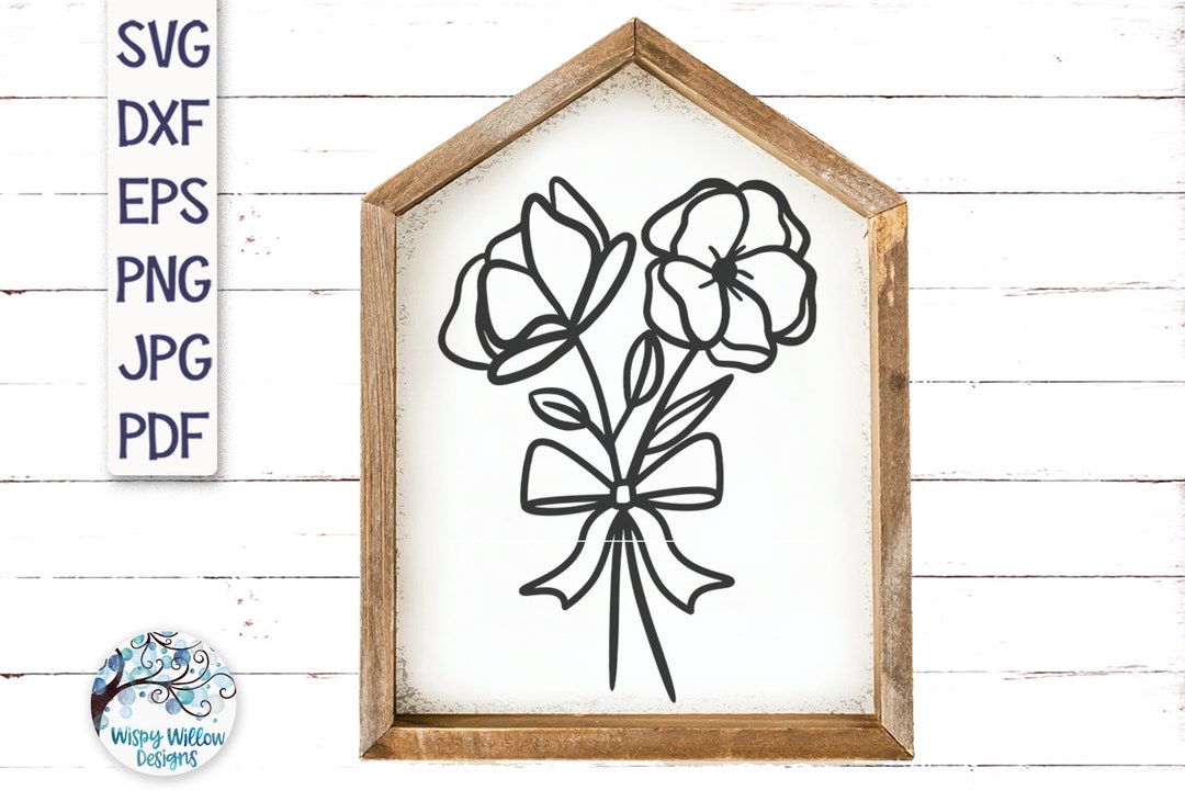 Flowers With Ribbon Bow Svg, Flowers SVG, Flower, Rose Svg, Flowers for ...