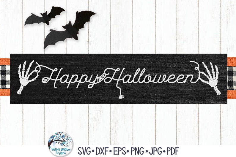 Happy Halloween Skeleton Sign SVG for Cricut Skeleton Hands - Etsy
