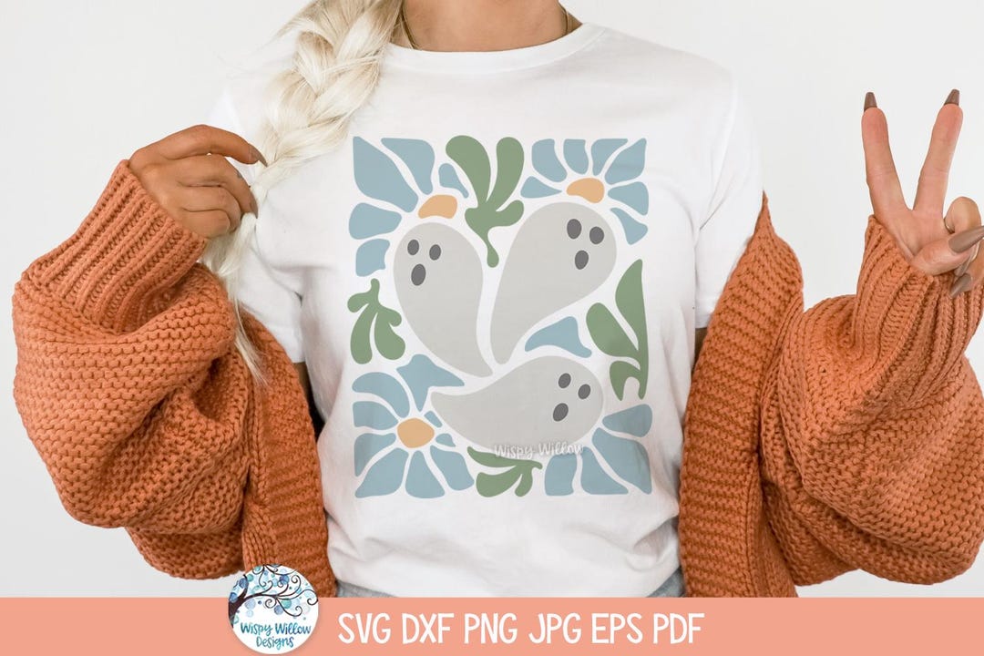 Halloween Ghosts SVG for Cricut, Cute Floral Fall Halloween Shirt ...