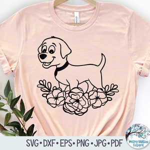 Floral Dog SVG, Dog With Flowers Svg, Cute Puppy Svg, Dog Sign Svg ...