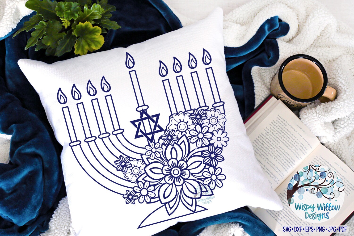 Floral Menorah SVG Dxf Png Jpg Menorah With Flowers - Etsy