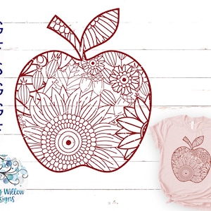 Fall Apple Zentangle SVG, Fall Svg, Apple Mandala Svg, Apple Zentangle ...