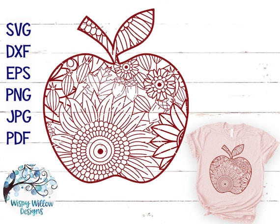 Fall Apple Zentangle SVG Fall Svg Apple Mandala Svg Apple - Etsy