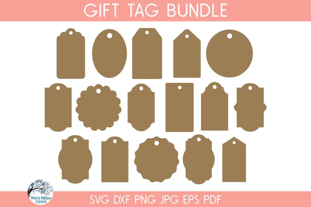 Gift Tag SVG File Bundle for Cricut, Blank Paper Tag Shapes for ...
