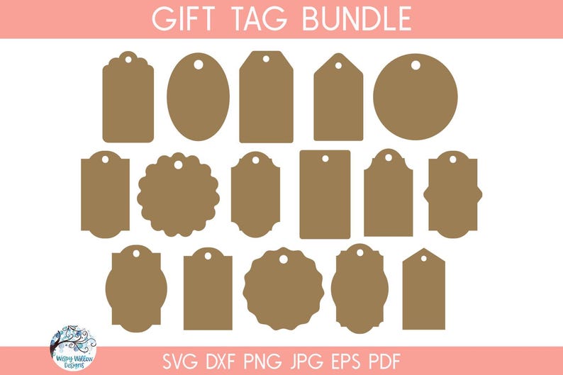 Gift Tag SVG File Bundle for Cricut, Blank Paper Tag Shapes for ...