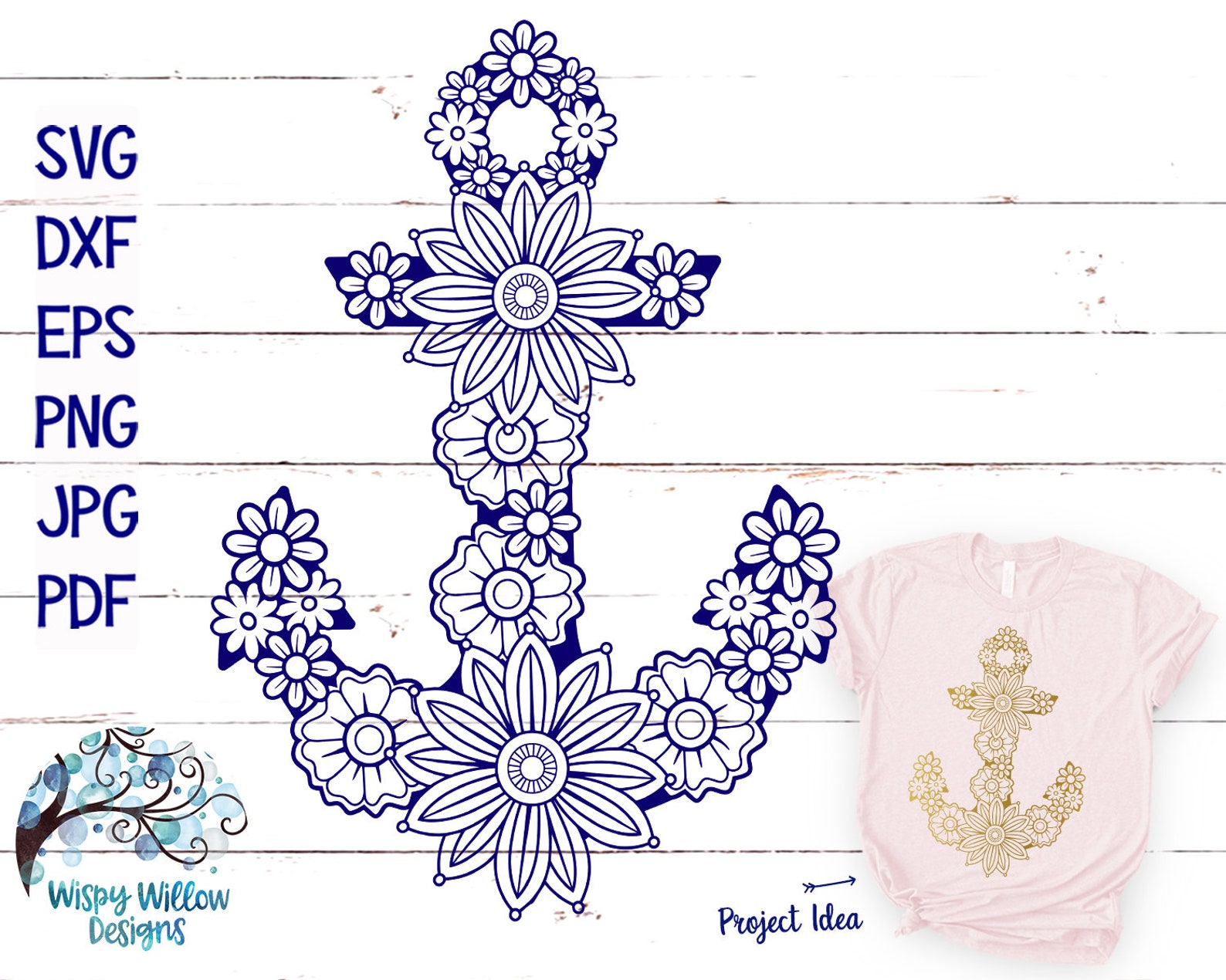Floral Anchor SVG, Anchor Mandala Svg, Png, Mandala Anchor, Zentangle ...