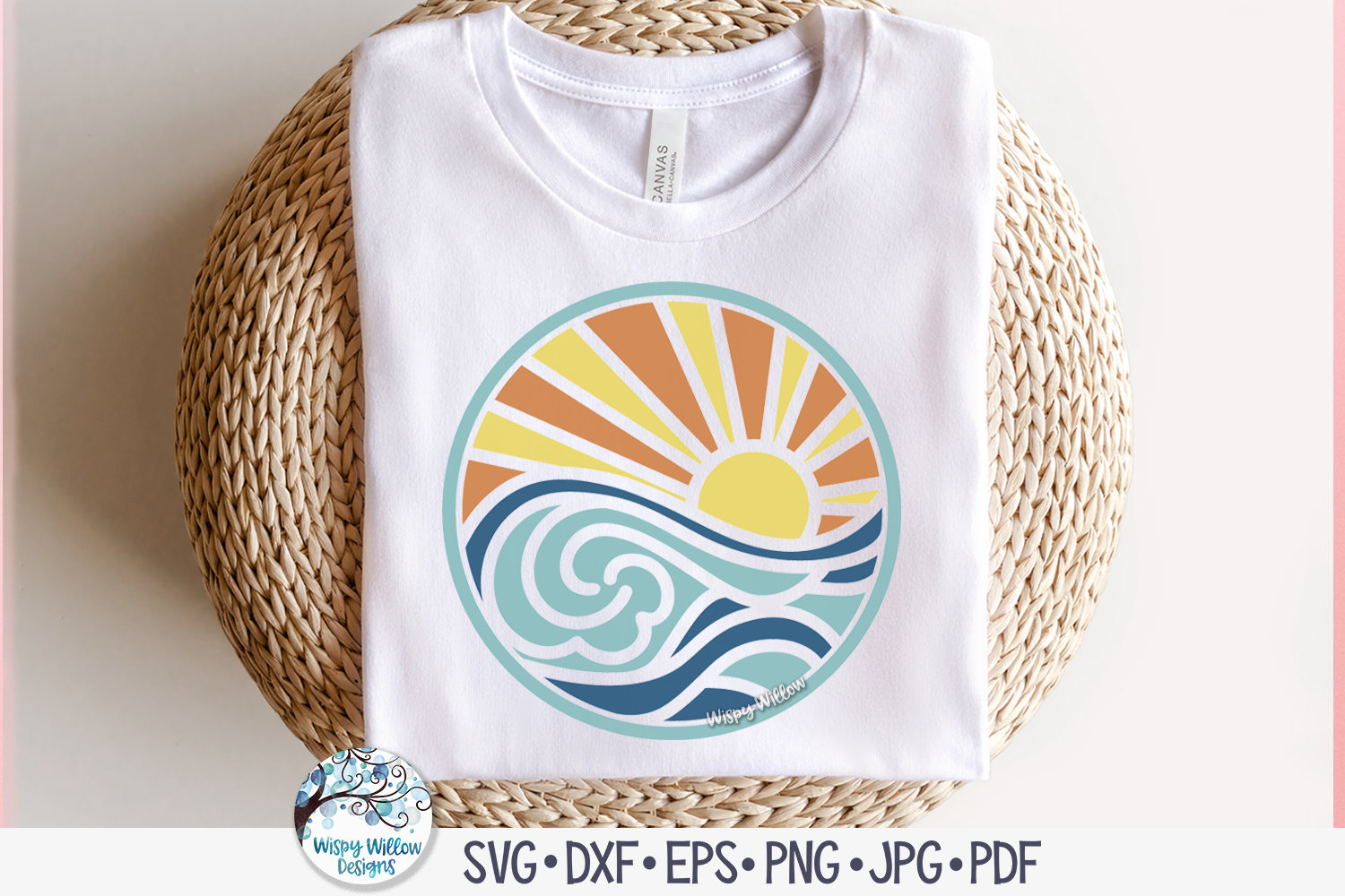 Beach Round SVG for Cricut Layered Sun With Ocean Waves - Etsy