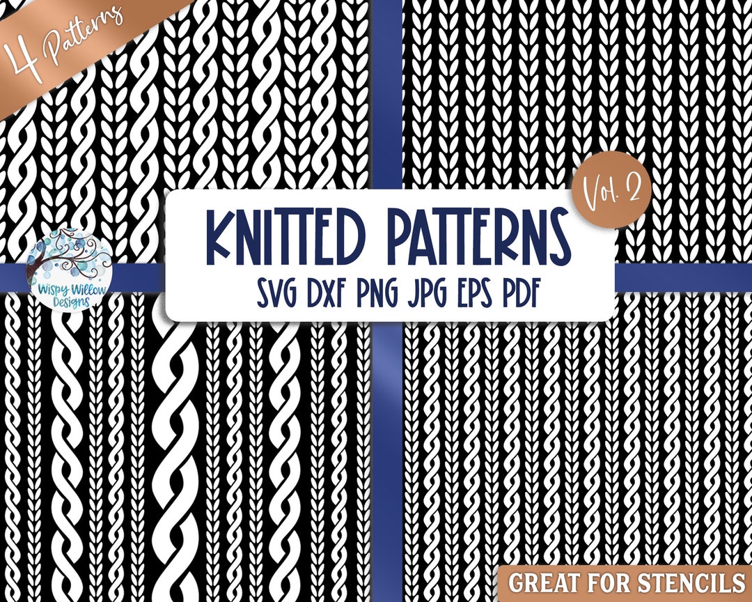 Knitted Pattern SVG Bundle, Knitting Texture Stencils for Cricut, Cable ...
