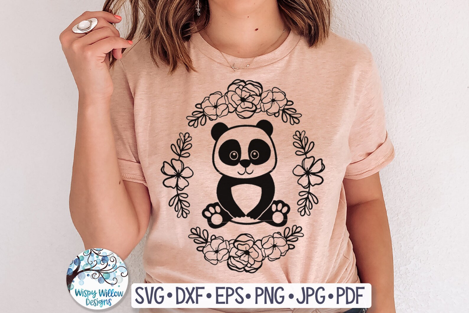 Panda With Flowers SVG, Floral Panda Svg, Baby Panda Svg, Baby Nursery ...