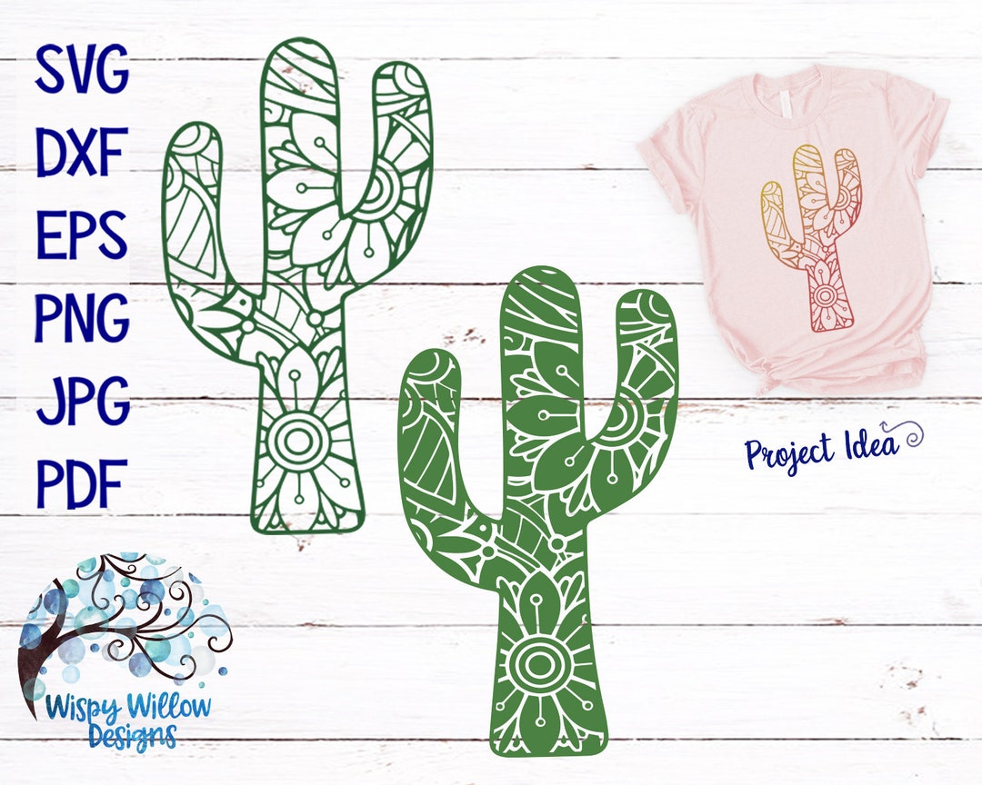 Cactus Mandala SVG, DXF, Png, Cactus Zentangle, Cactus SVG, Floral ...