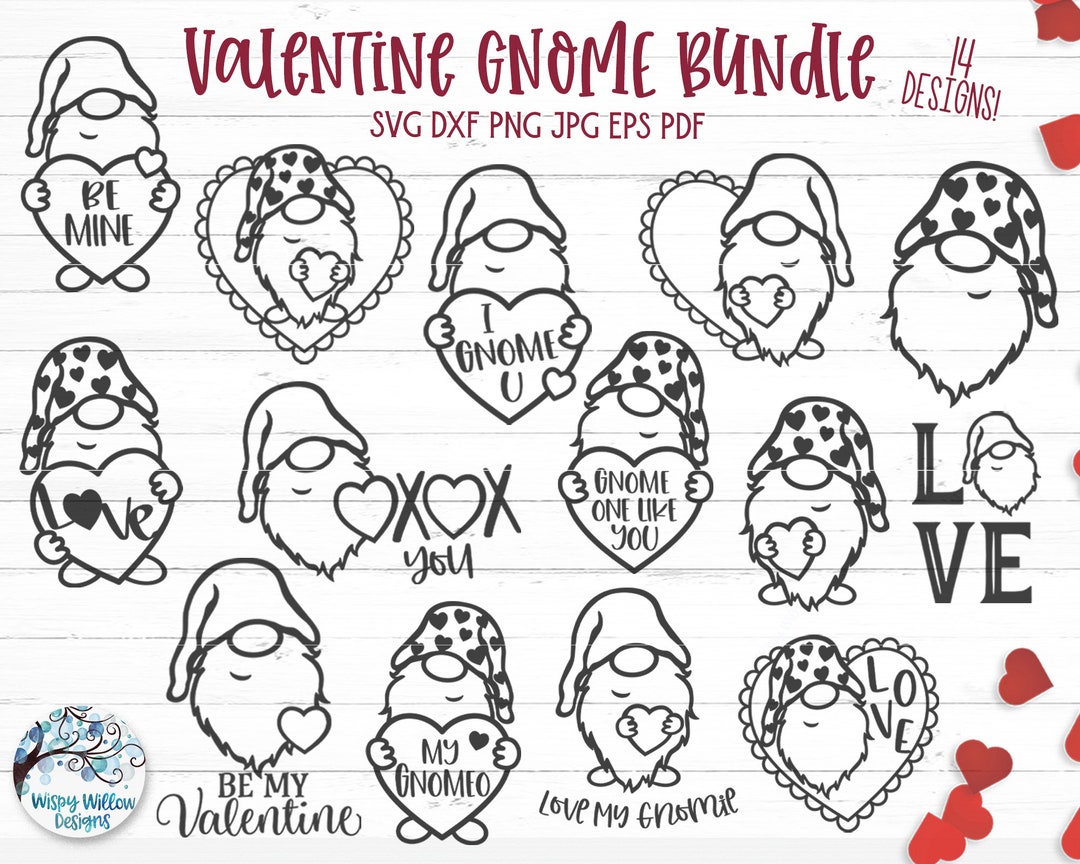 Valentine Gnome SVG Bundle, Valentine Gnome SVG, Gnome SVG, Valentine's ...