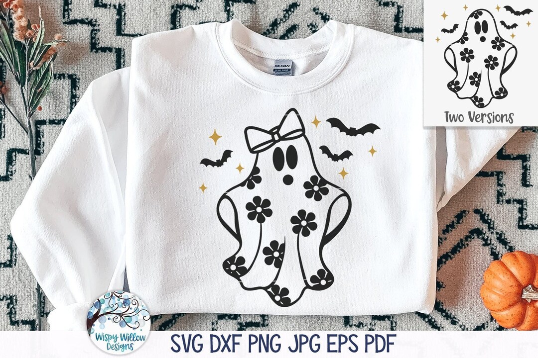 Flower Ghost SVG for Cricut, Cute Retro Daisy Halloween Shirt PNG, Girl ...