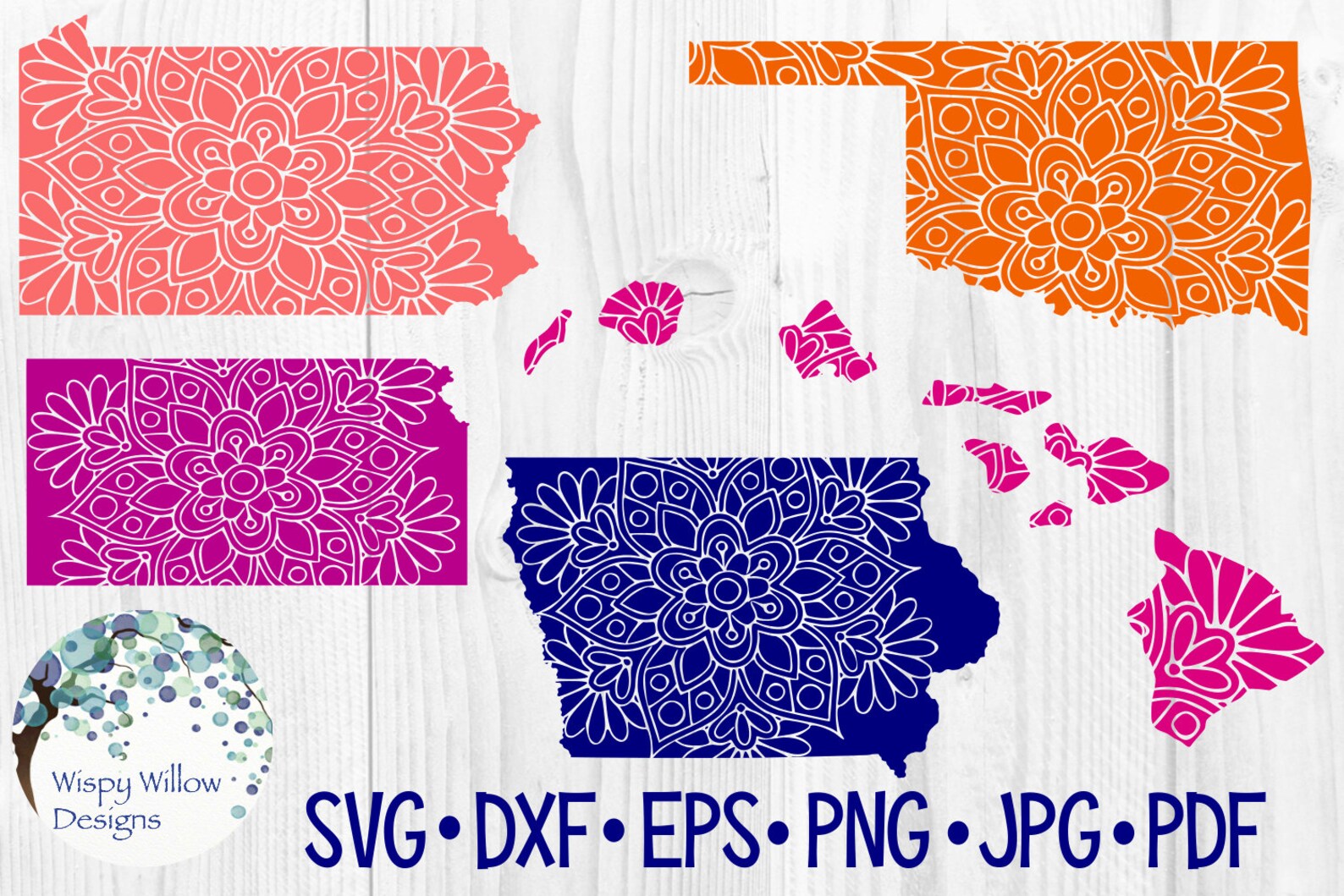 50 States Mandala SVG Bundle USA Mandala Svg DXF Png 50 - Etsy