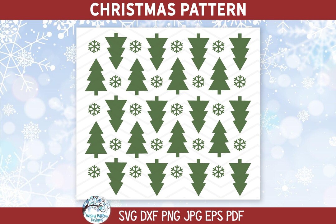 Christmas Pattern SVG for Cricut, Winter Holiday Tree Repetitive ...