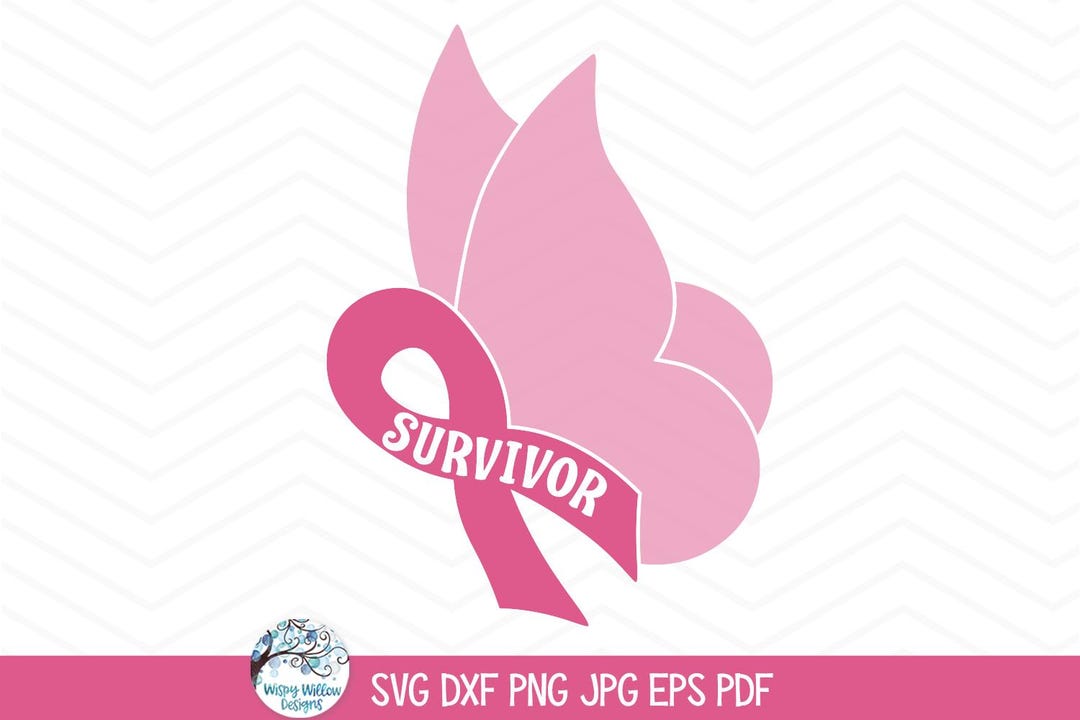 Breast Cancer Survivor Ribbon Butterfly SVG File for Cricut, PNG, JPG ...