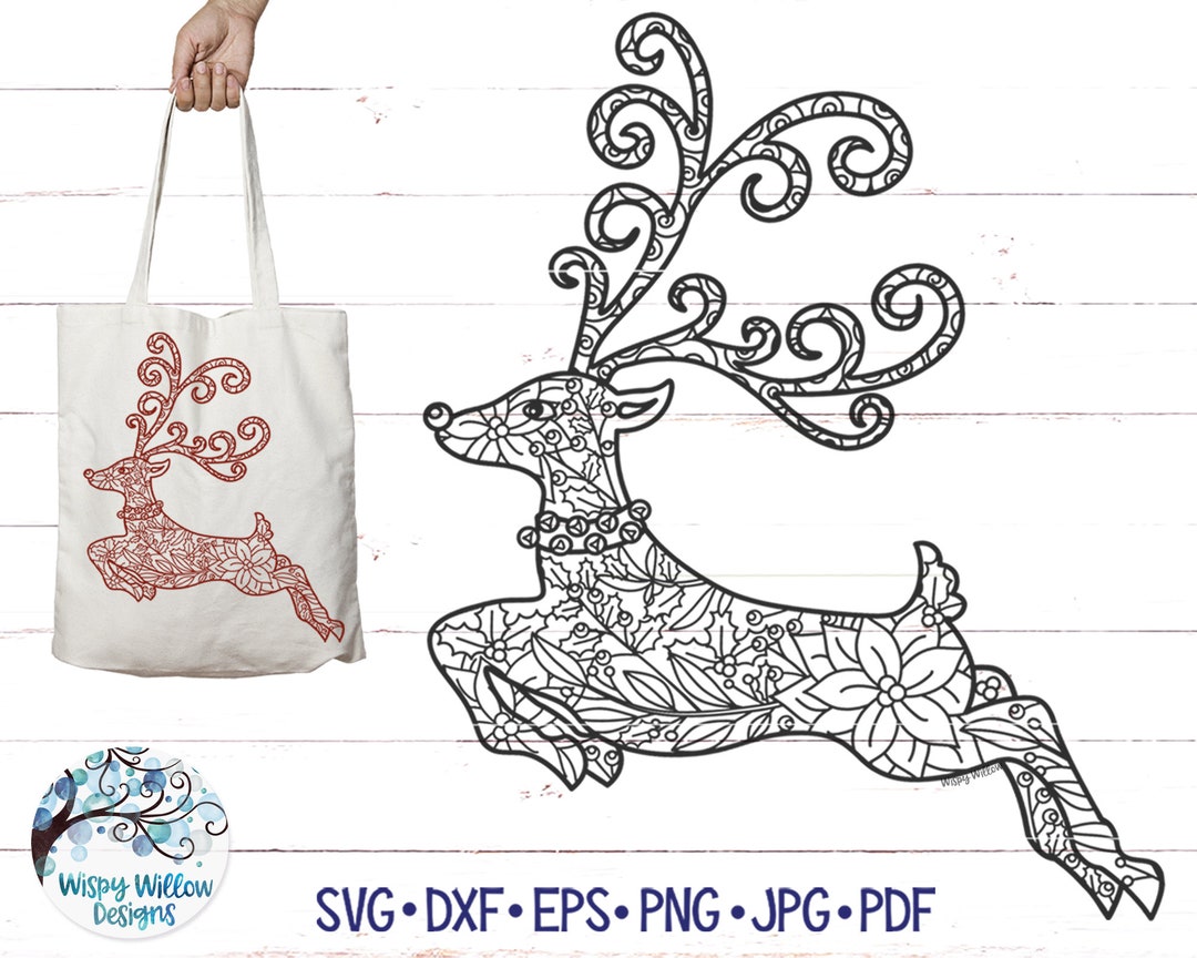 Reindeer Zentangle SVG, Christmas Reindeer Mandala SVG, Zentangle ...