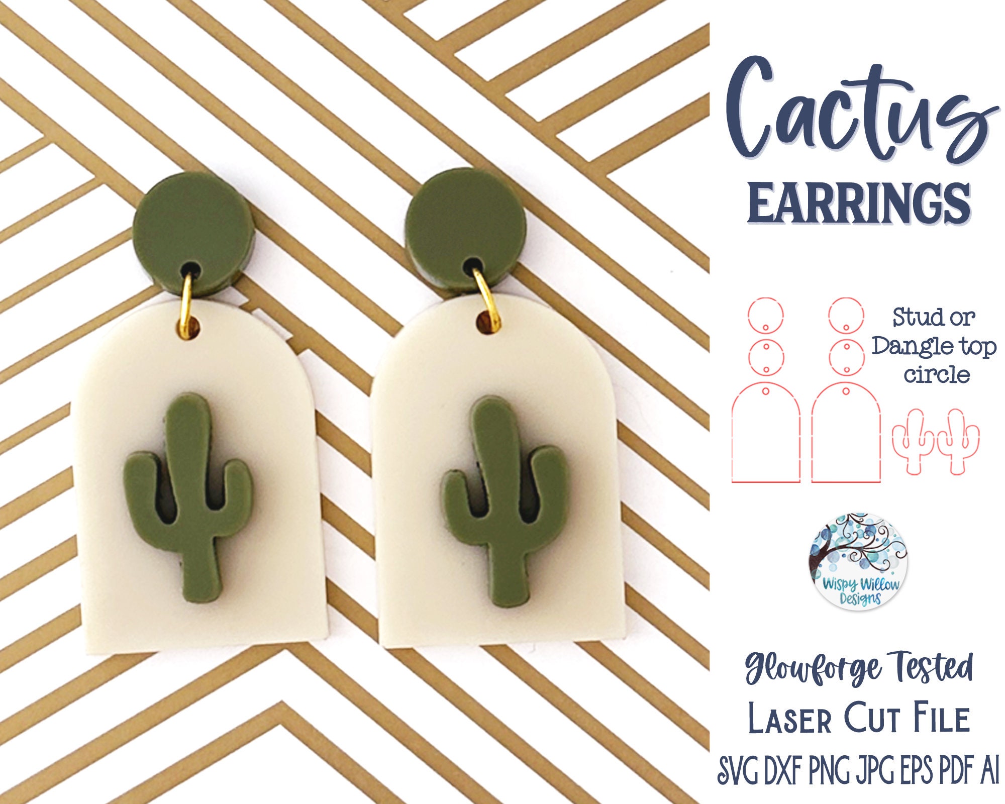 Cactus Earring File SVG for Glowforge or Laser Cutter Modern - Etsy