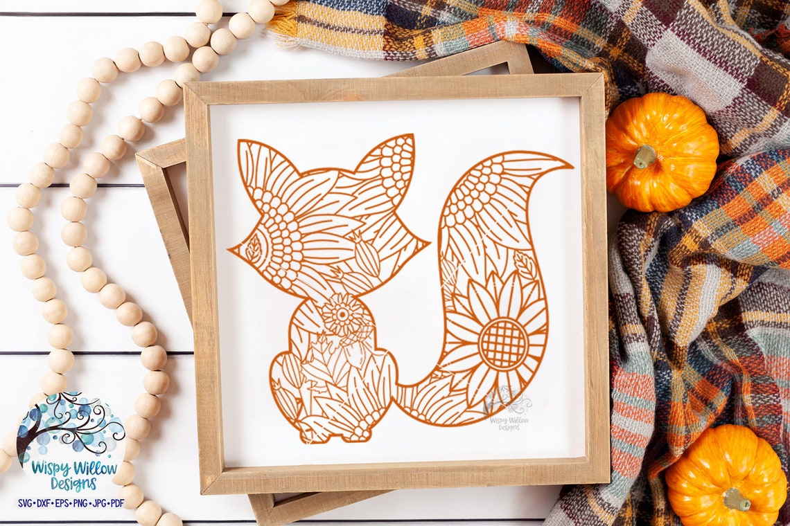 Fox Zentangle SVG, Fall Svg, Fall Fox Mandala Svg, Fox With Flowers ...