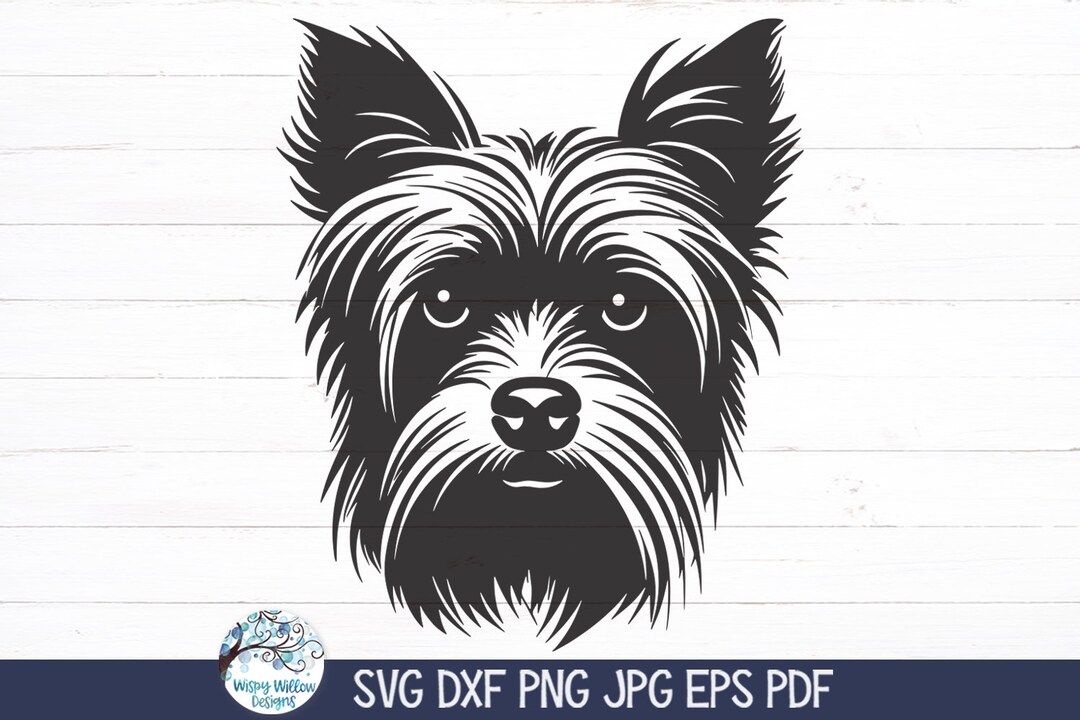 Yorkshire Terrier SVG, Cute Yorkie Small Dog Face, Puppy Silhouette ...