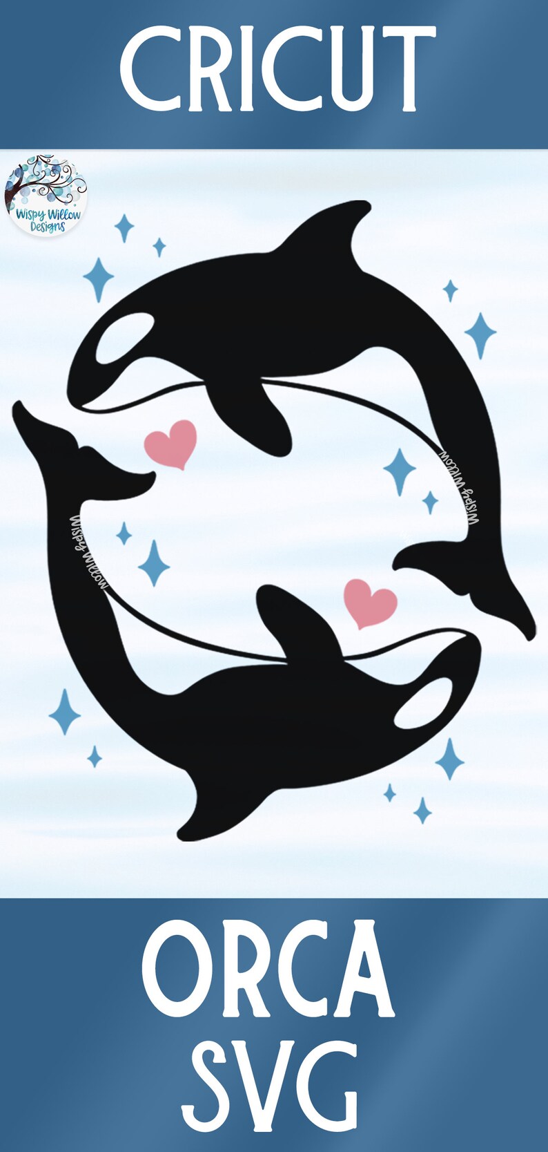 Orca SVG Two Orcas Swimming in Circle SVG Killer Whales Svg - Etsy
