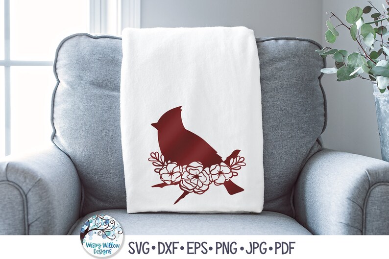 Cardinal SVG Floral Cardinal SVG Cardinal With Flowers Bird | Etsy