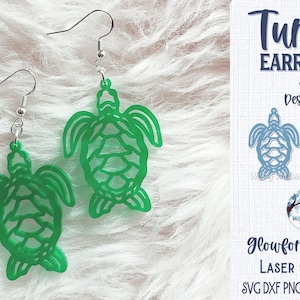 Turtle Earrings SVG File for Glowforge or Laser Cutter, Summer Beach ...