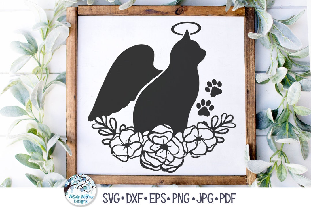 Angel Cat Svg, in Memory of Cat Svg, Cat With Angel Wings SVG, in ...