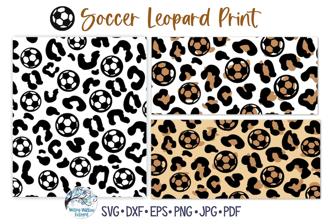 Soccer Leopard Print SVG Bundle for Cricut, Sports Animal Print PNG ...