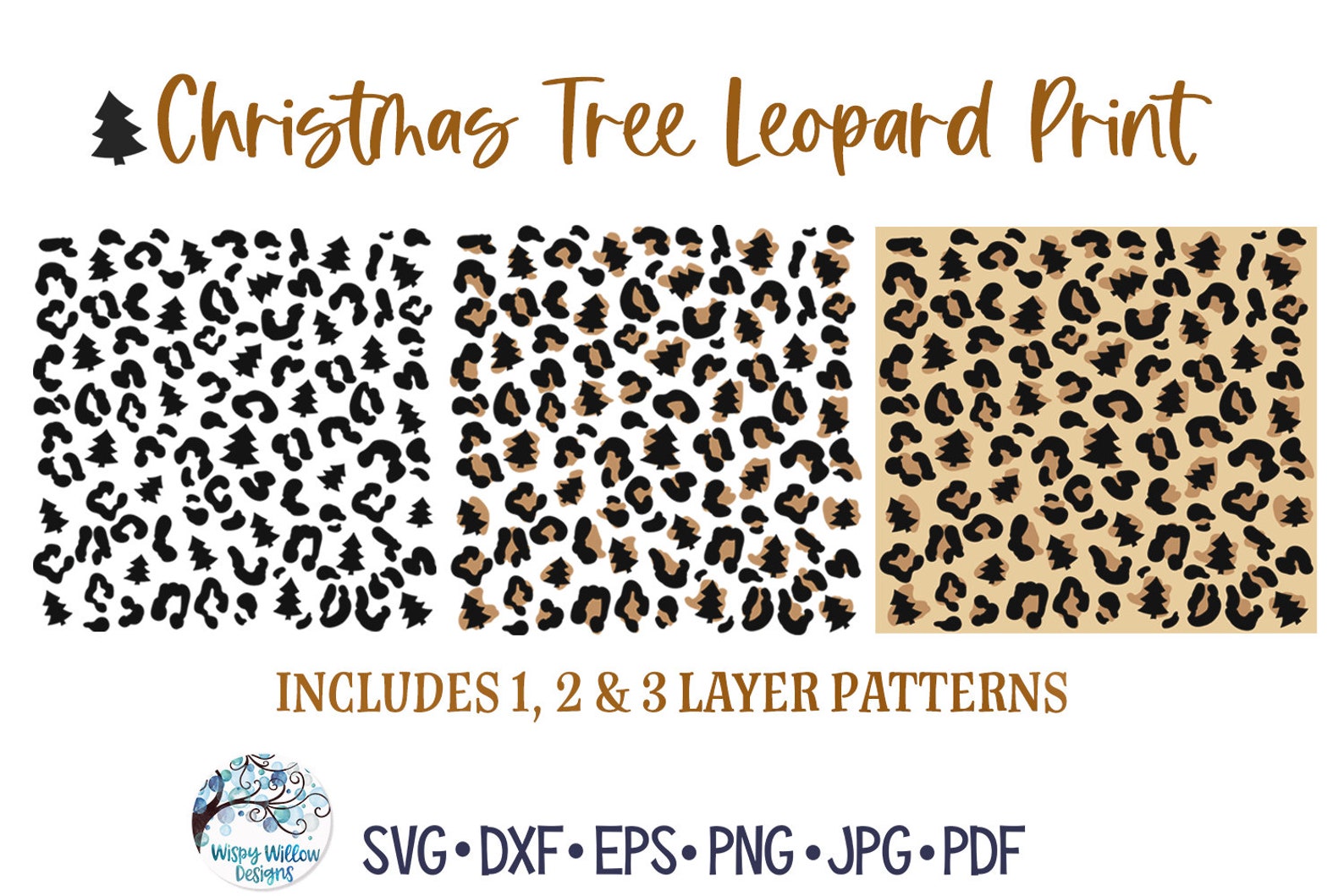 Christmas Tree Leopard Print SVG Bundle for Cricut, Winter Animal Print ...