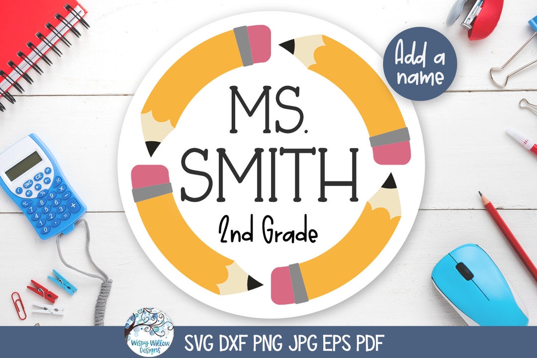 Teacher Sign SVG for Cricut, School Classroom Sign PNG, Pencil Monogram ...