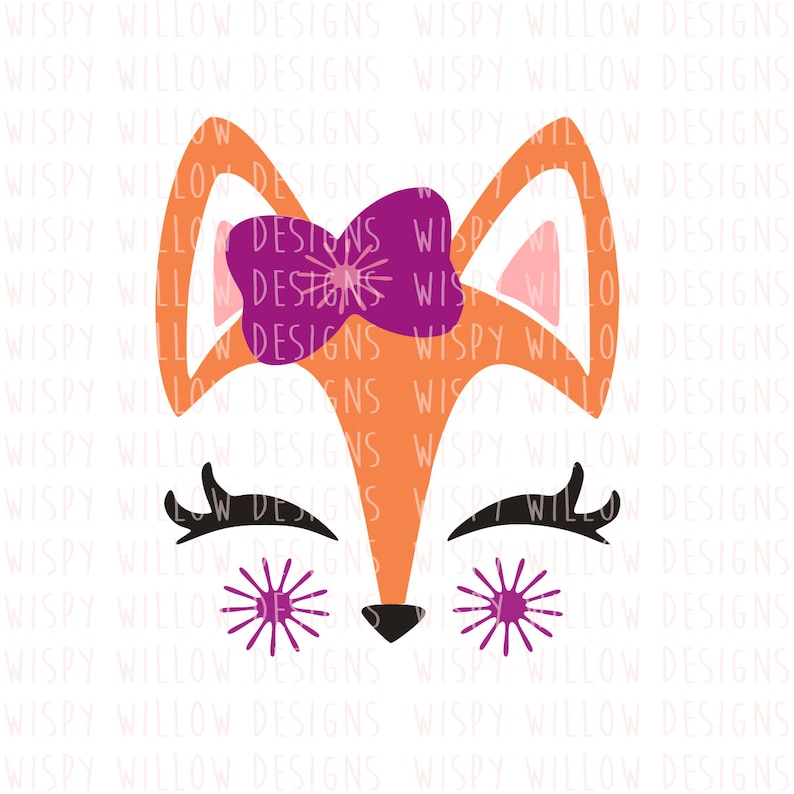 Fox SVG Girl Fox Face Svg Cute Fox with Bow Fox Girl Svg | Etsy