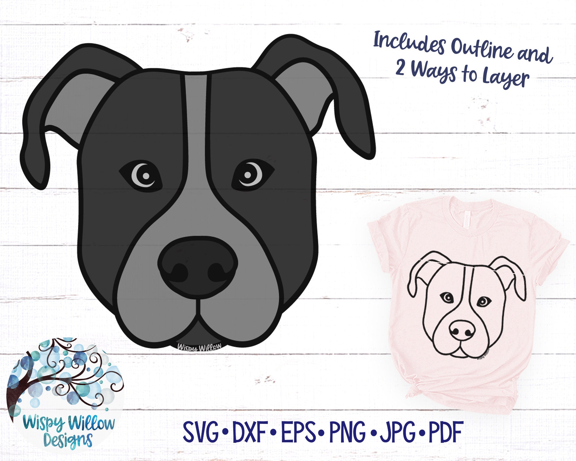 Cute Pitbull Outline